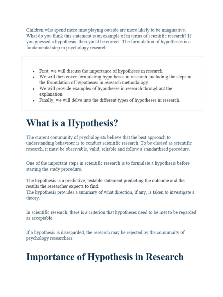 hypothesis research | PDF | Hypothesis | Scientific Method