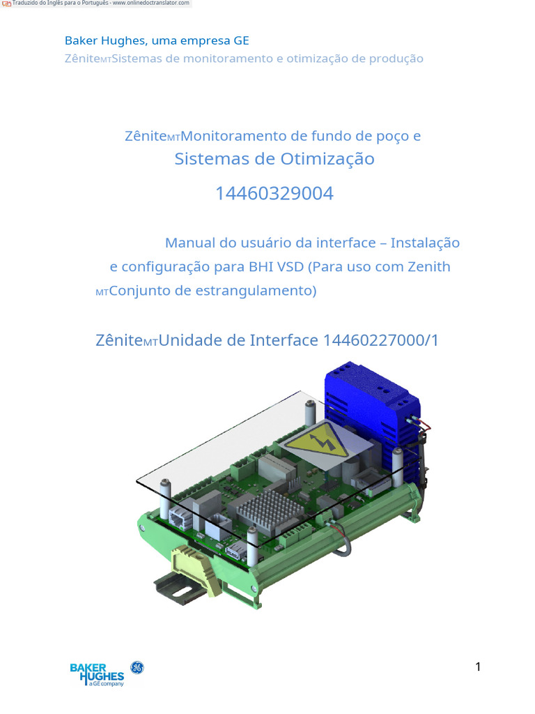 Zenith Interface Manual Portugues - Setup and Configuration To GCS VSD (For Use With Zenith CH ...