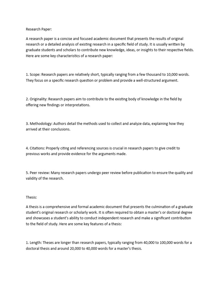 Research Paper Vs Thesis Vs book-WPS Office | PDF | Thesis | Academic ...