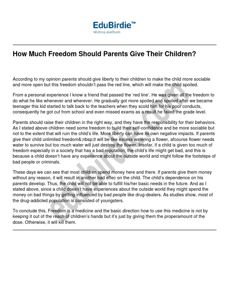 How Much Freedom Should Parents Give Their Children | PDF