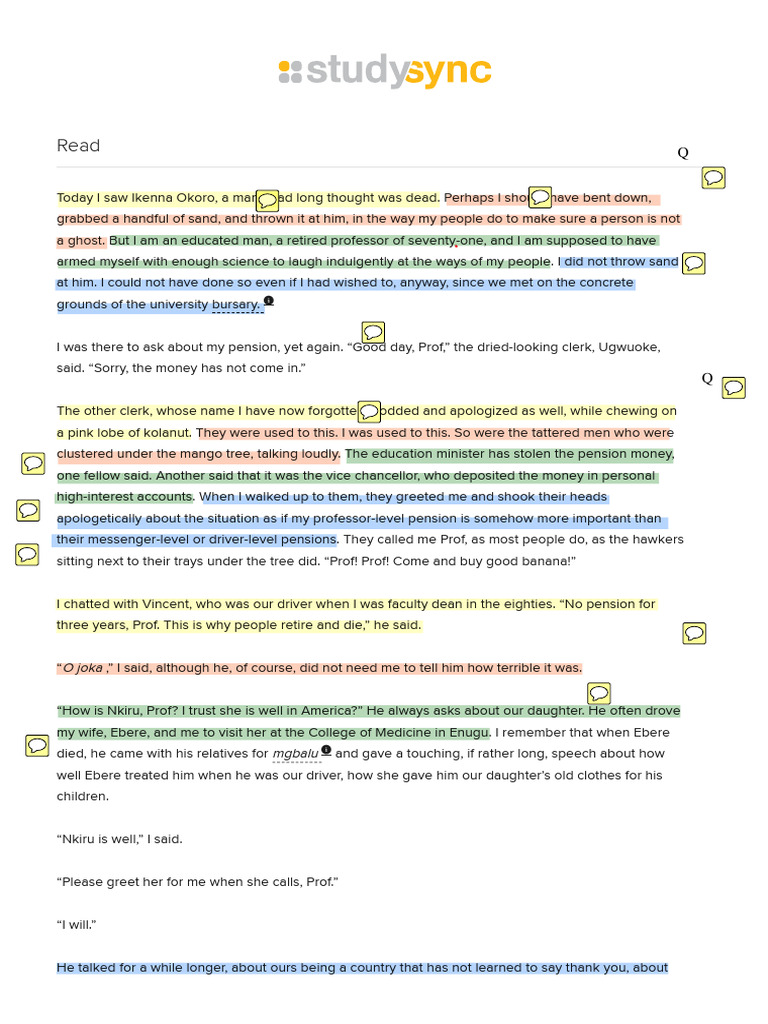 StudySync - Read - Ghosts | PDF