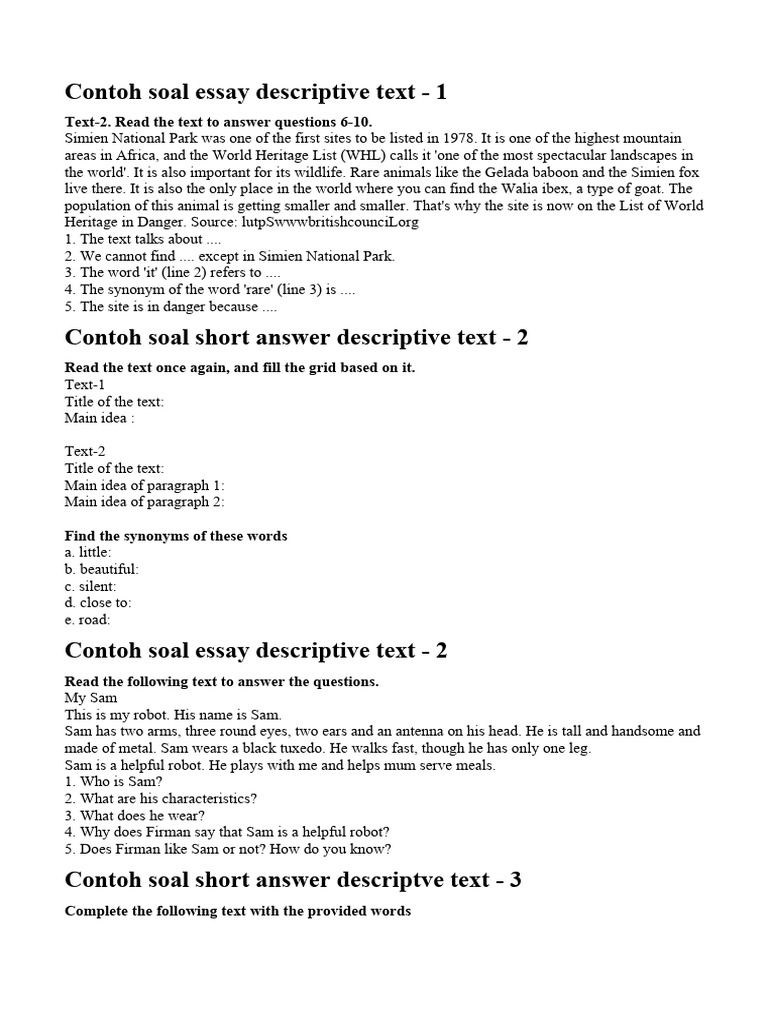 Essay Descriptive Text | PDF