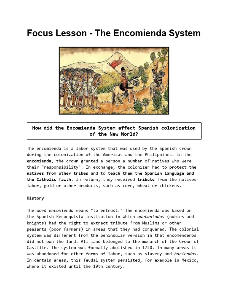 Focus Lesson - The Encomienda System | PDF | Unfree Labour | Latin America