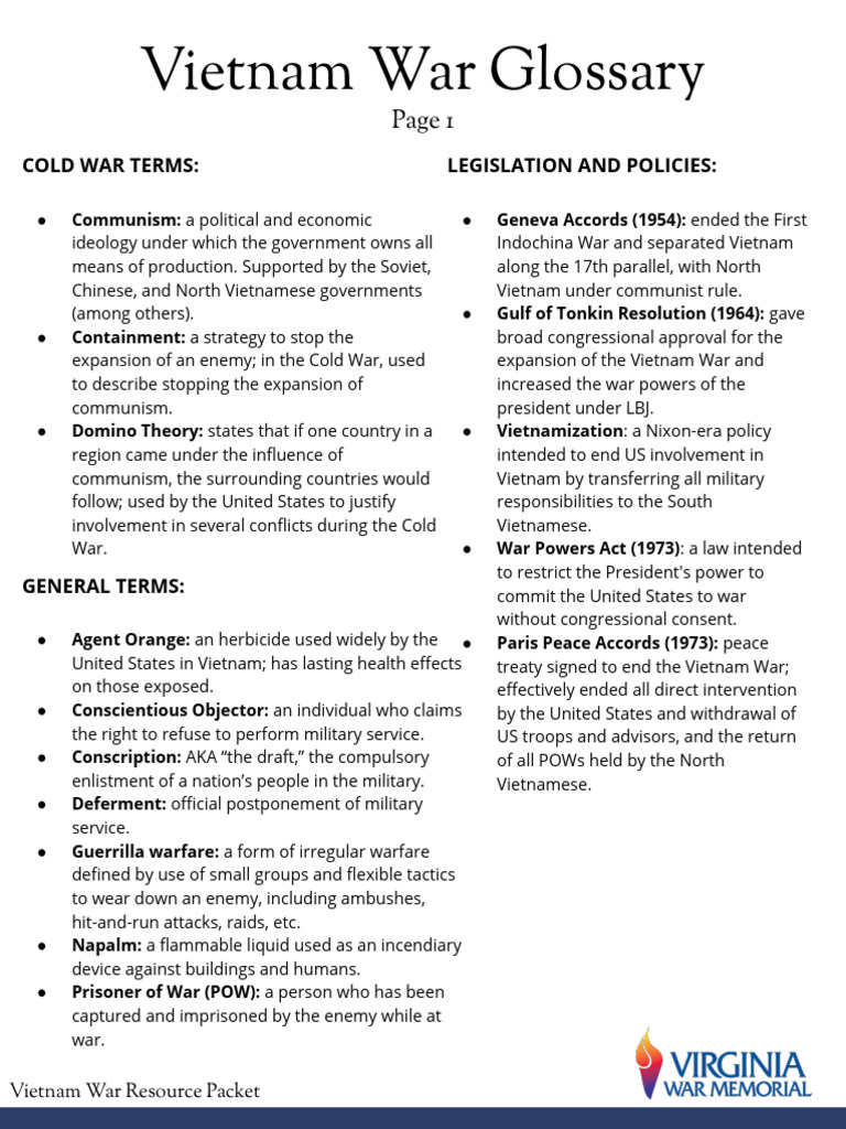 VWM Vietnam War Resource Packet | Download Free PDF | Viet Cong ...