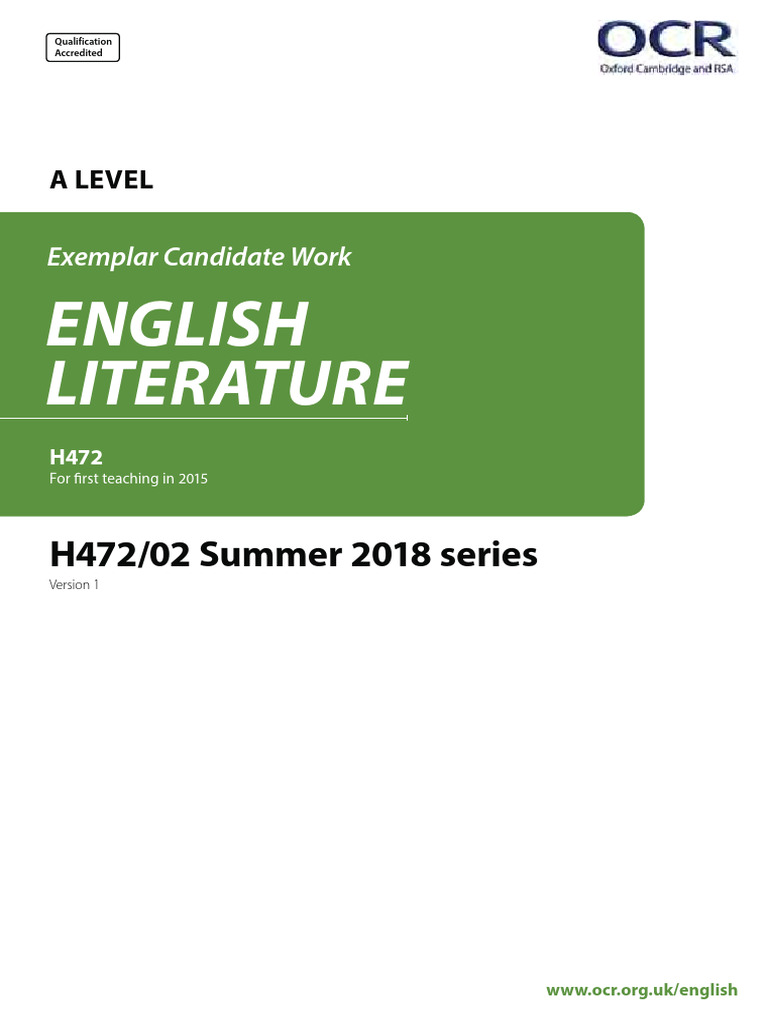 A Level English Literature Exemplars | PDF | Gothic Fiction | Optical ...