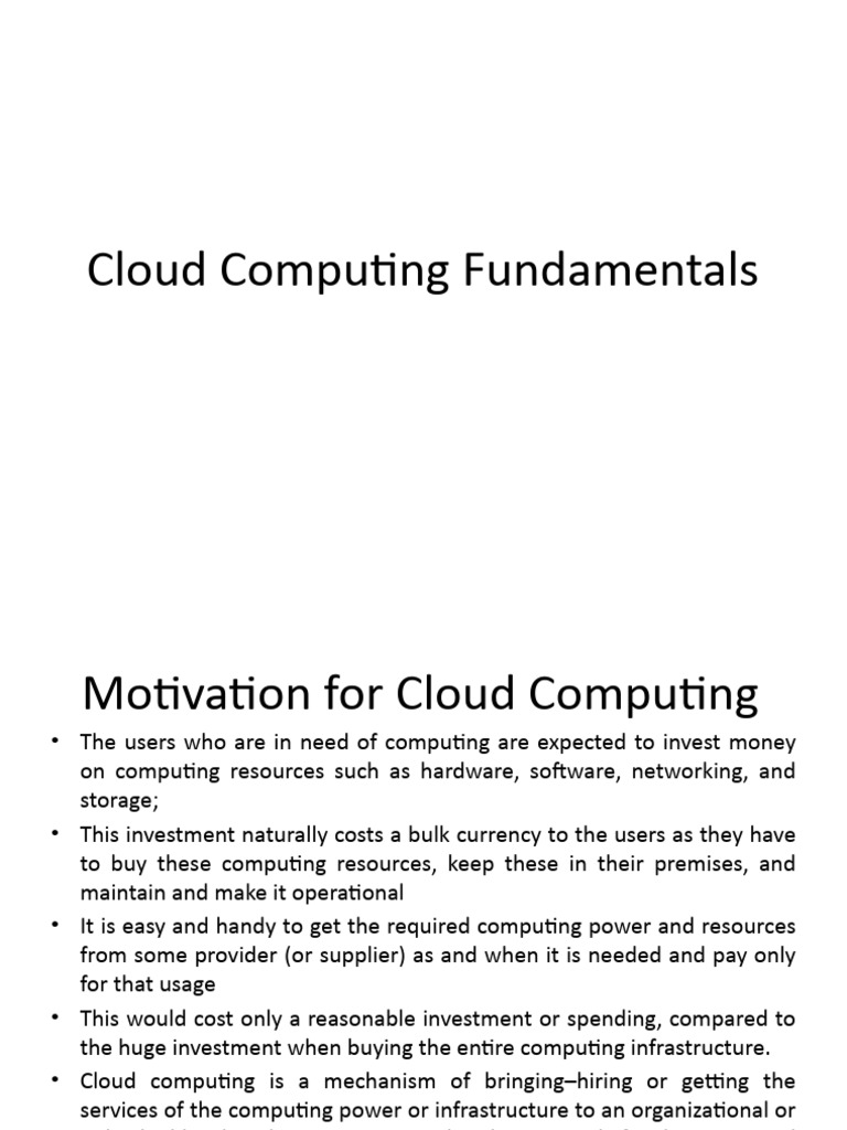 Unit-II-Cloud Computing Fundamentals | PDF | Cloud Computing | Computing