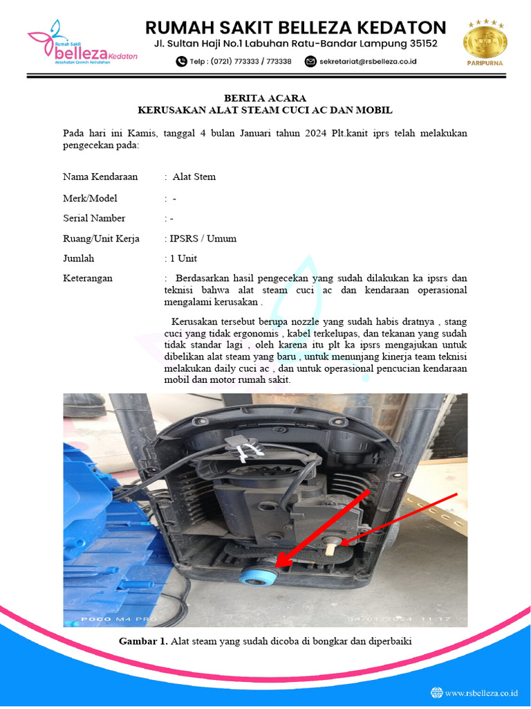 BA Kerusakan Pada Alat Steam Ac Dan Mobil | PDF
