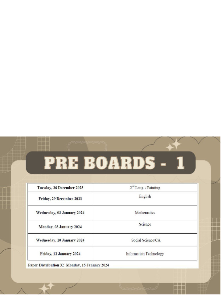 Pre Board Date Sheet | PDF