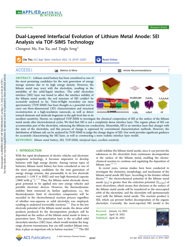 acsami.2c00842-AMI Dual | PDF | Lithium Ion Battery | Electrochemistry
