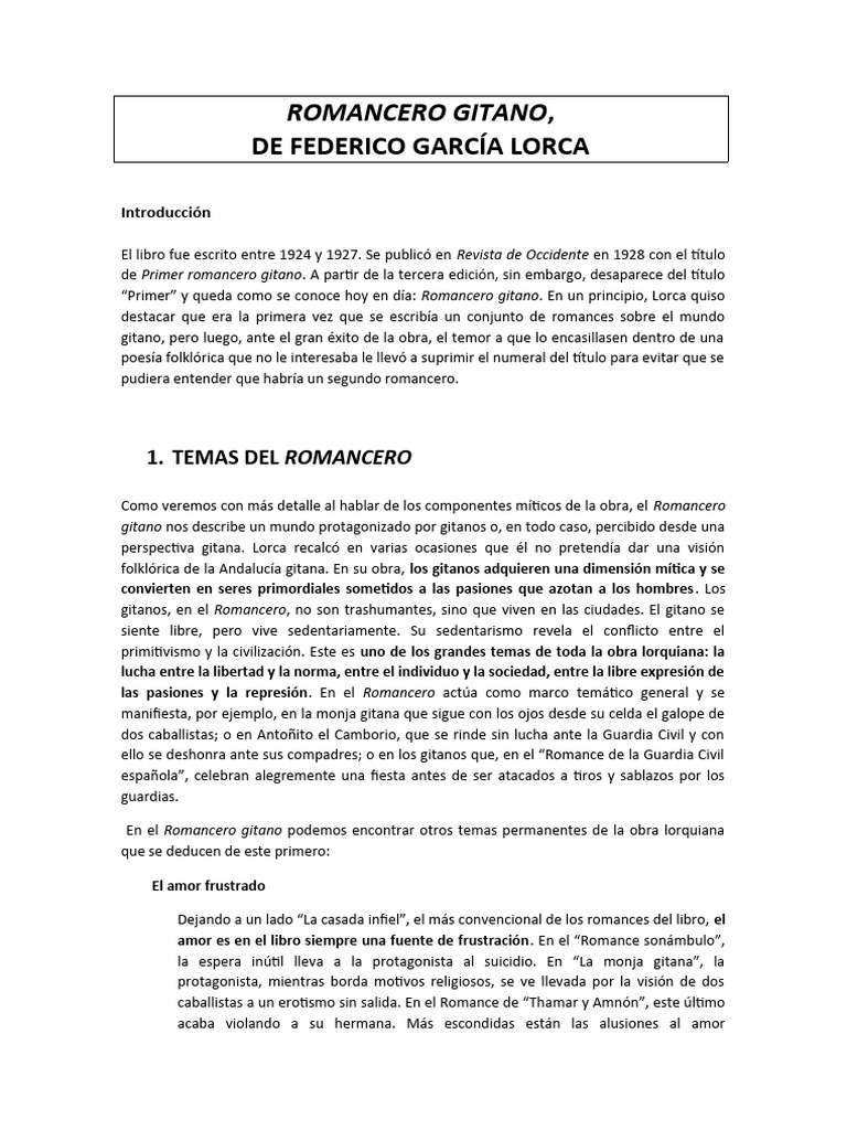 Romancero Gitano | PDF | Federico García Lorca