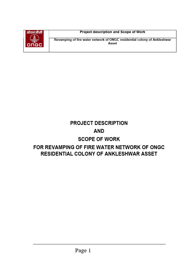 Project Description AND Scope of Work For Revamping of Fire Water ...