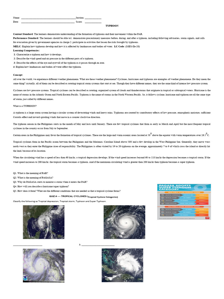Science 8 Quarter 2 Week 4 v1 | PDF | Tropical Cyclones | Wound