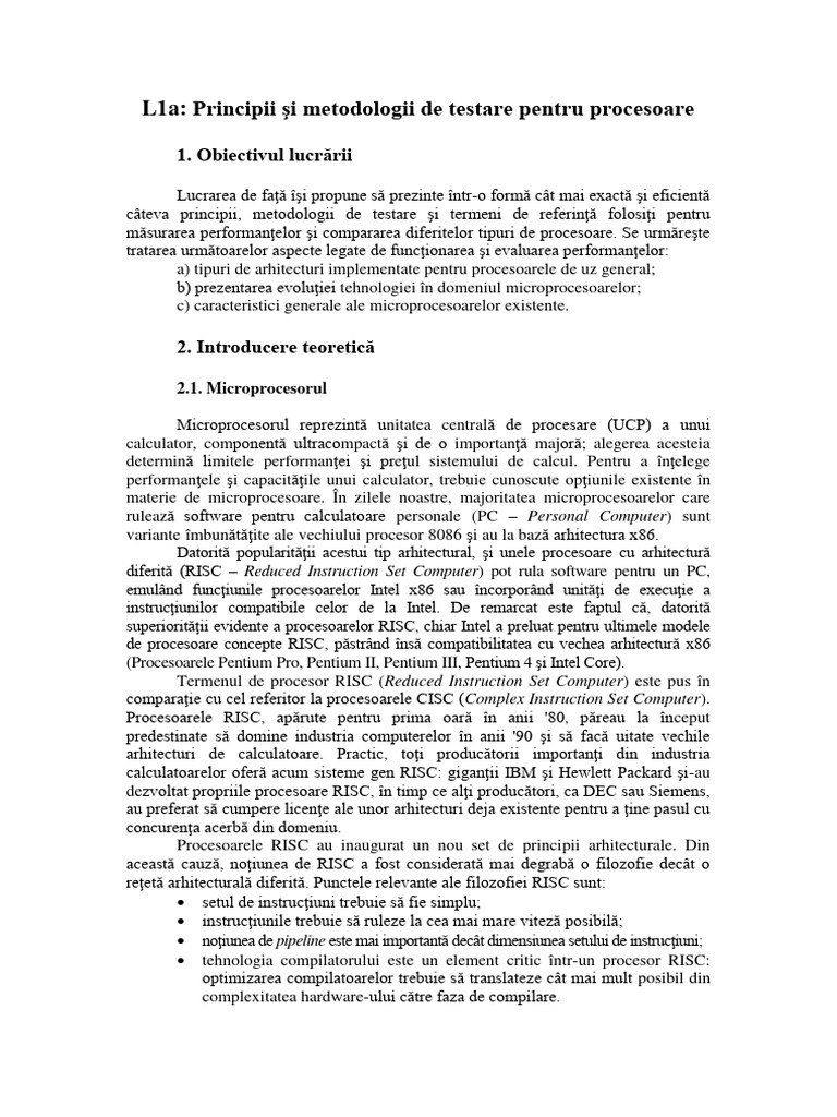 L1a - Benchmark - Procesoare 2 | PDF