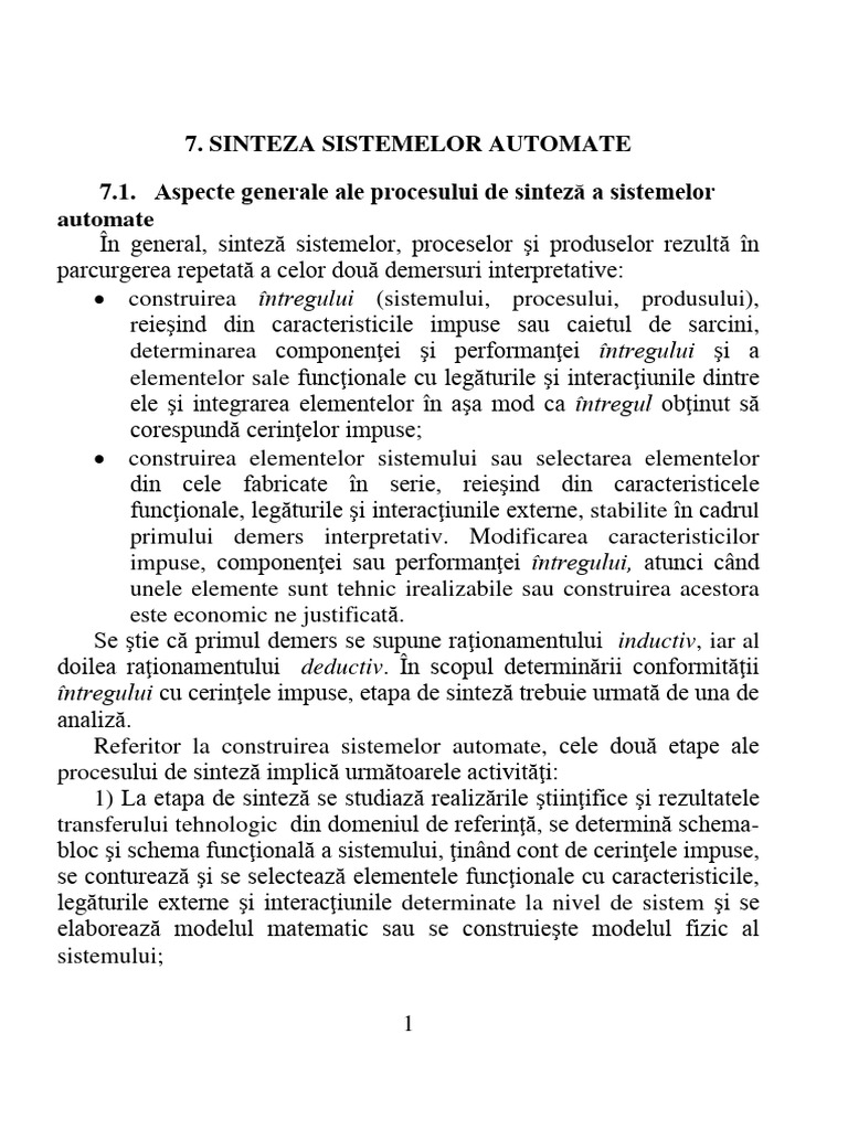 Sinteza Sistemelor Automate | PDF