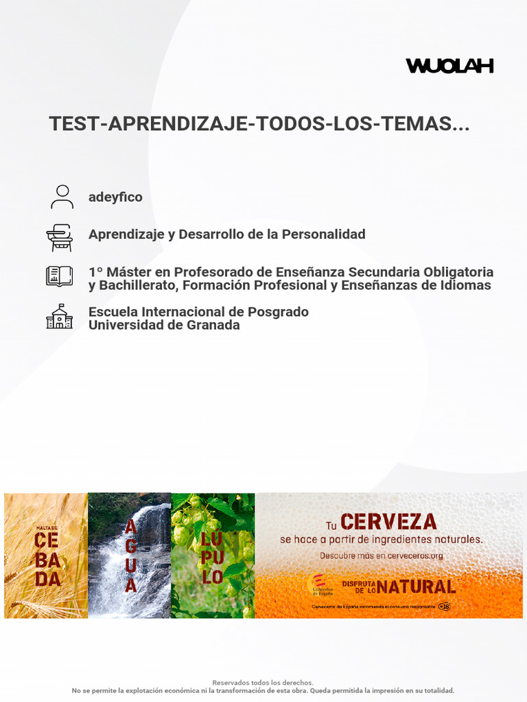 Wuolah Free TEST APRENDIZAJE TODOS LOS TEMAS | PDF | Crecimiento ...