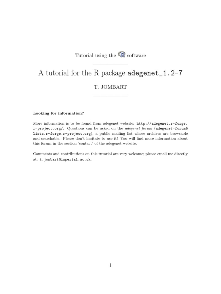R Package adegenet Tutorial | PDF | Zygosity | Single Nucleotide ...