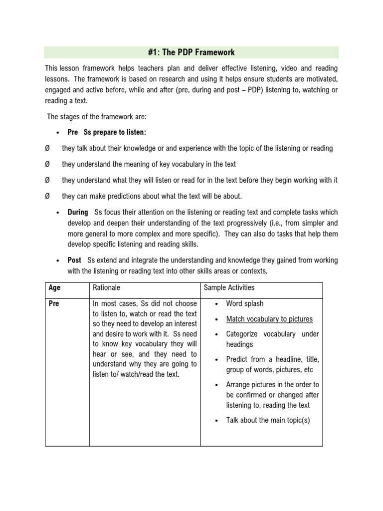 PDP Framework for Effective Lessons | PDF | Language Arts & Discipline