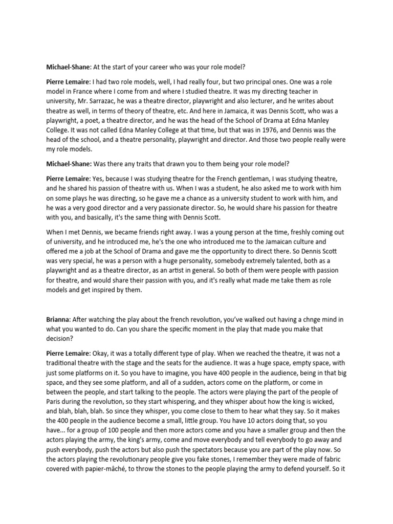 Theatre Arts Transcript | PDF