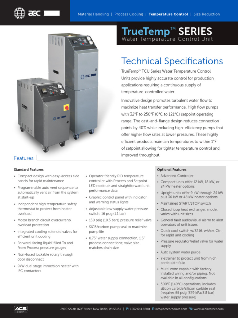 Ts Aec Truetemp Series Rev07 14 2016 | PDF | Pump | Thermostat