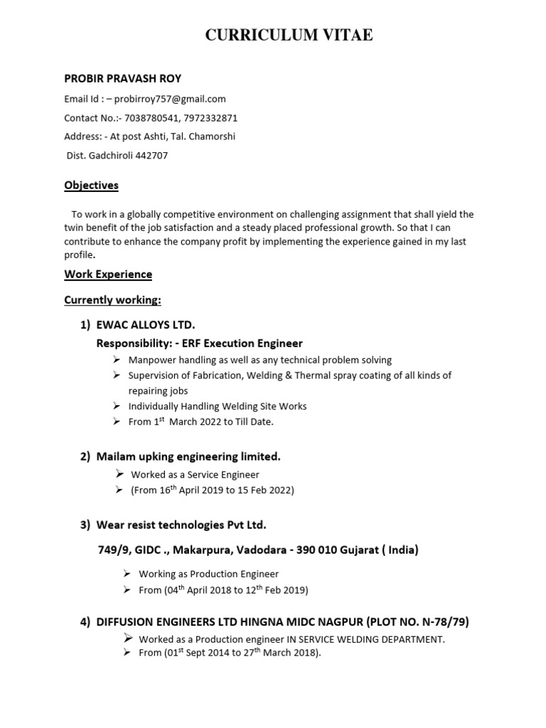 Probir Roy CV Updated | PDF