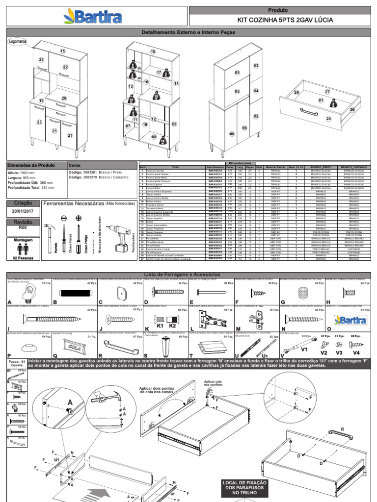 Kit Cozinha Lúcia: Montagem e Dimensões | PDF | Arquitetura de ...