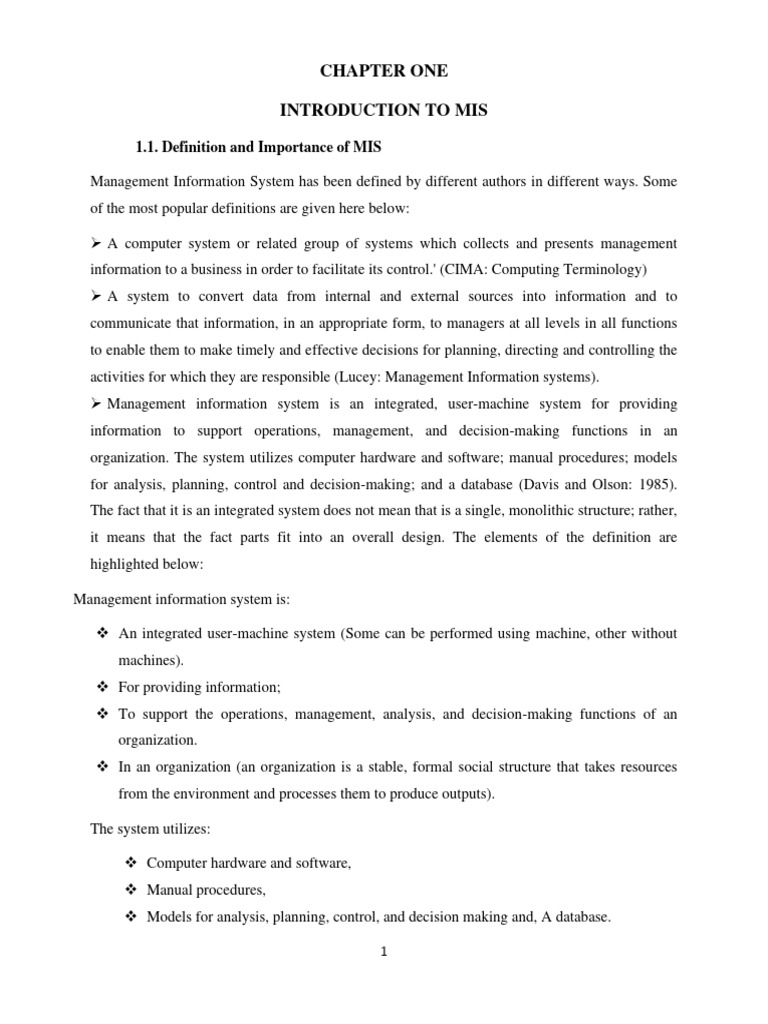 Chapter 1-MIS | PDF