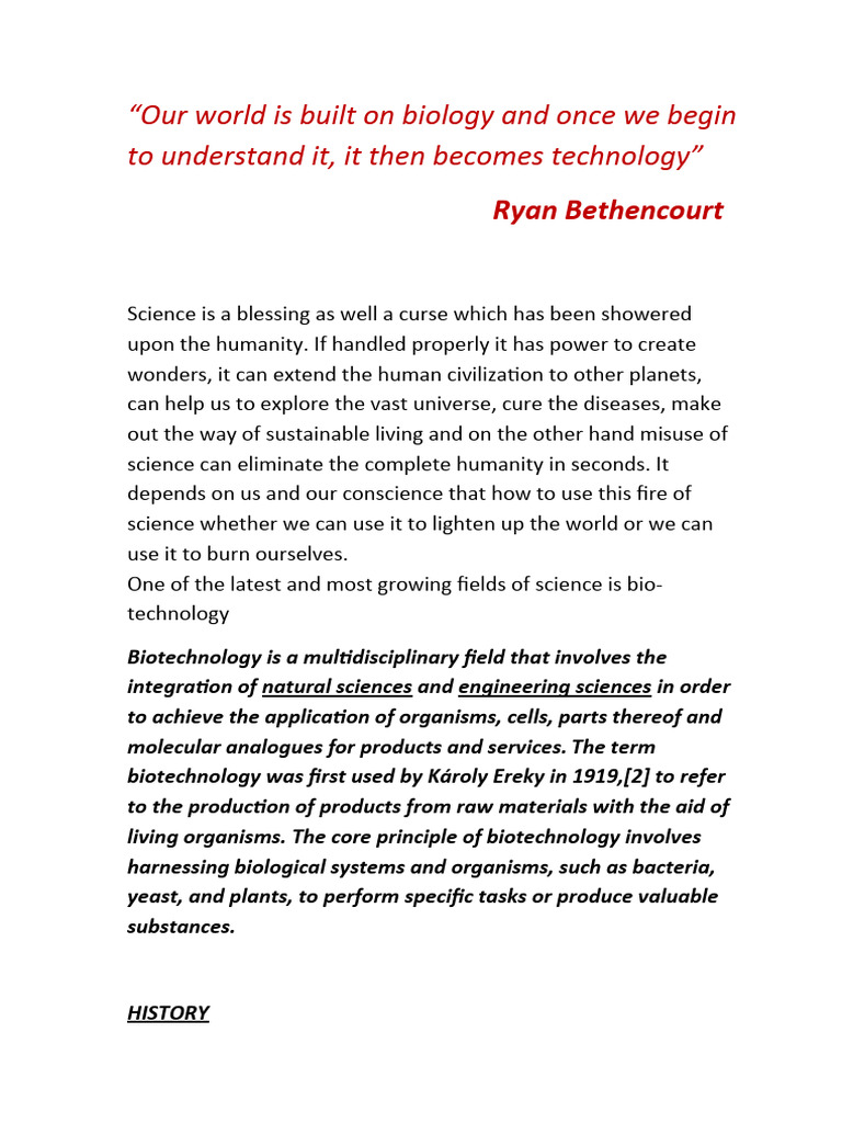 Biotechnology in Medicine Overview | PDF | Biotechnology | Medicine