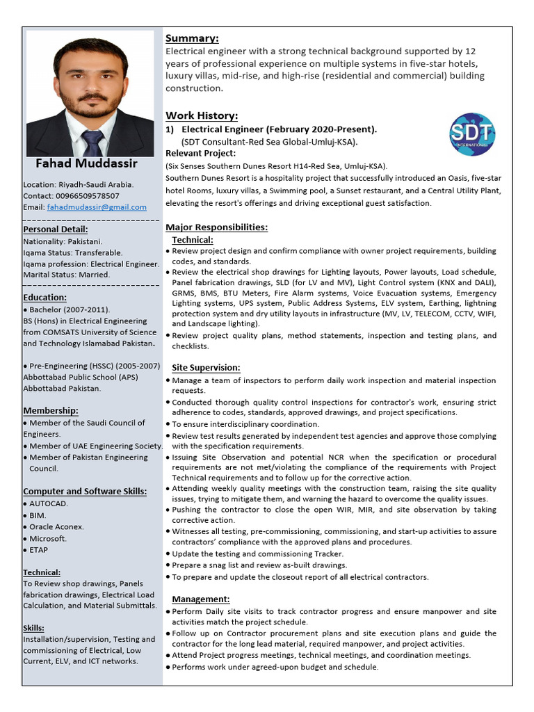 Elec. Engr Fahad Cv-2 | PDF