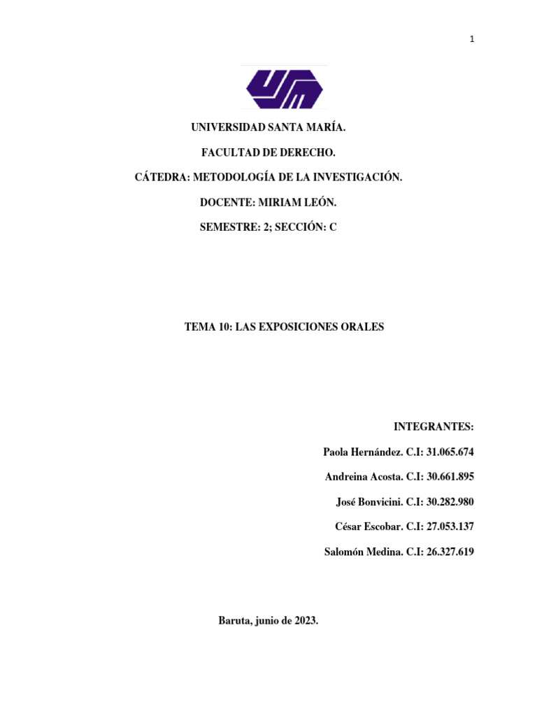 Exposiciones Orales | PDF