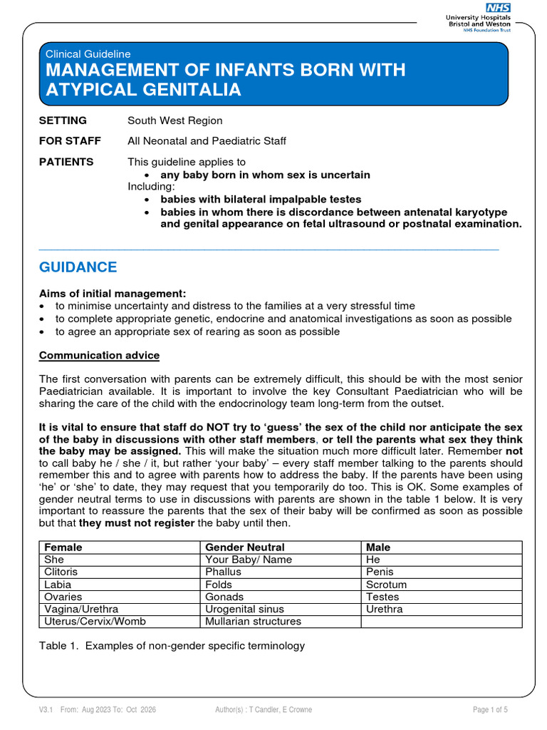 Management of Infants Born With Atypical Genitalia-3 - 1 | PDF