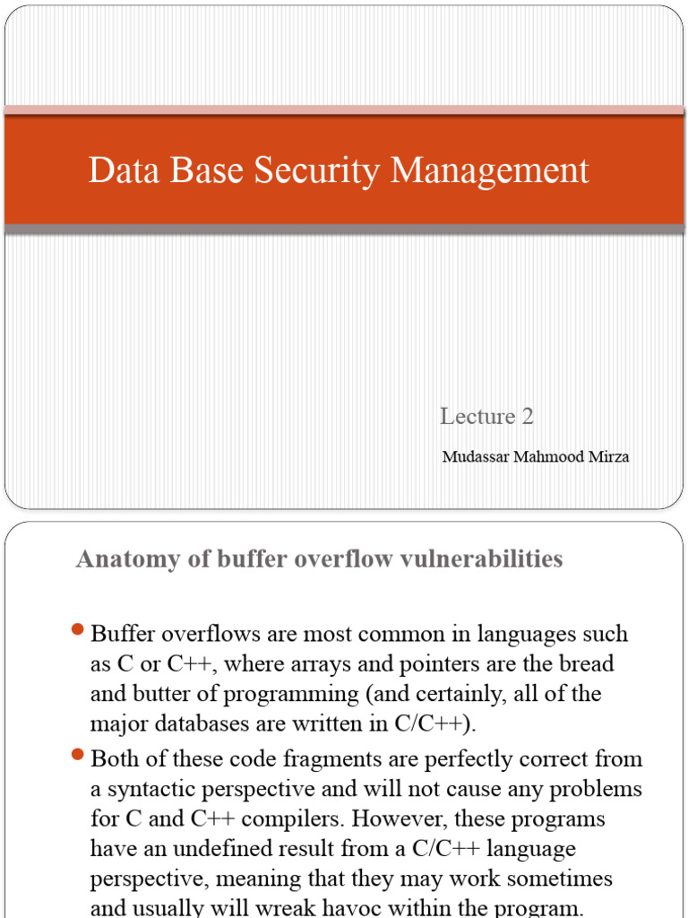 DBSM Lect2 | PDF | Security | Computer Security