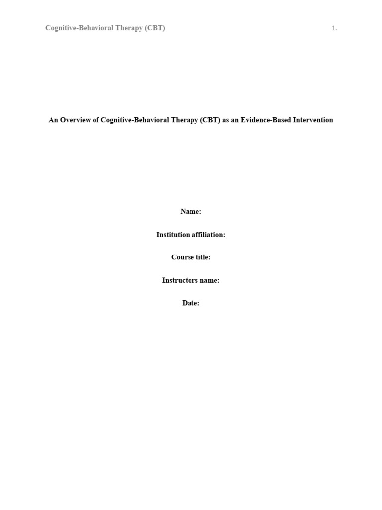 Cognitive-Behavioral Therapy (CBT) | PDF | Cognitive Behavioral Therapy | Psychotherapy
