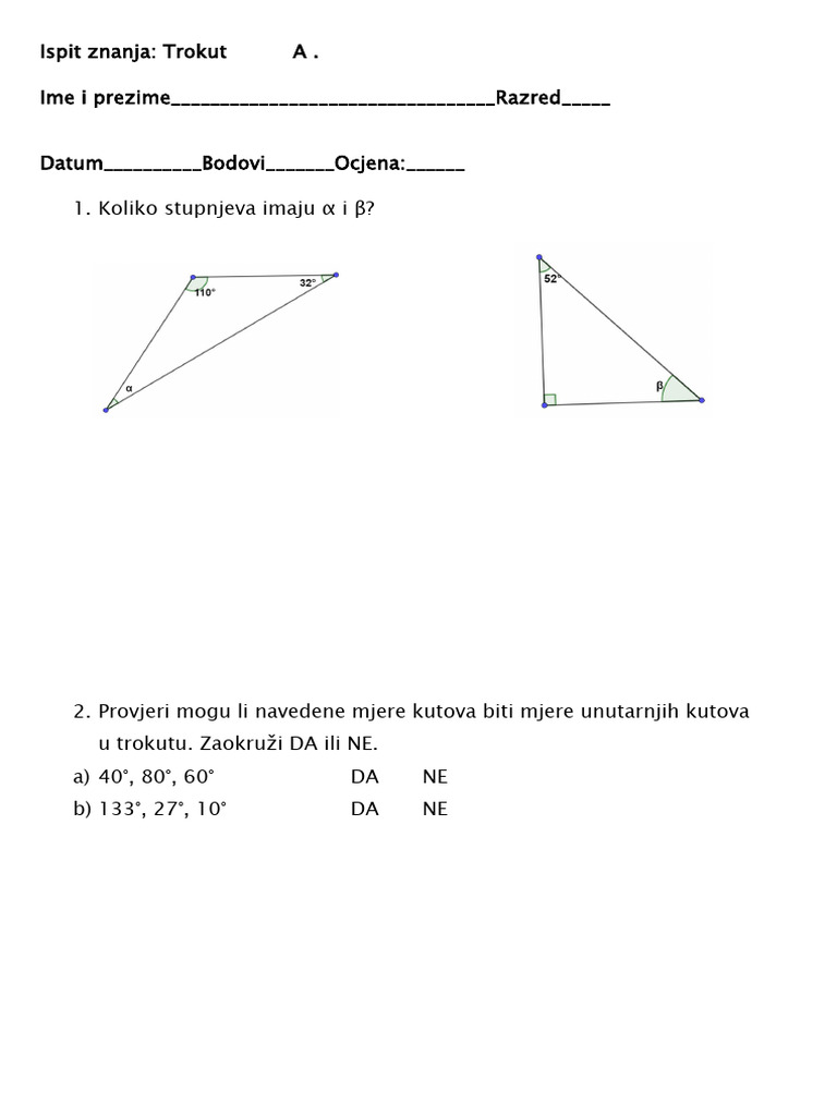 Ispit Znanja - Trokut - IP - 2023. | PDF
