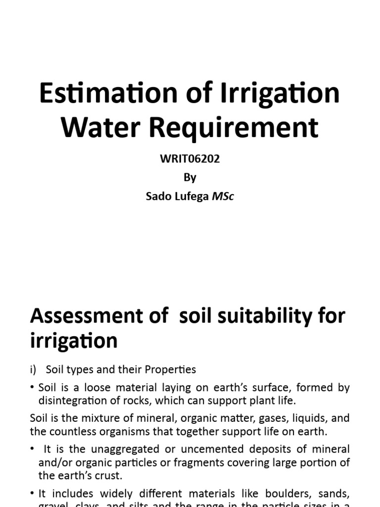 Estimation of Irrigation Water Requirement | PDF | Water Pollution | Soil