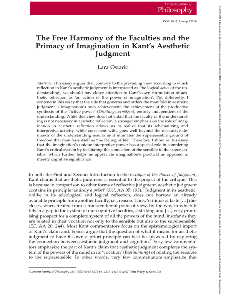 European J of Philosophy - 2017 - Ostaric - The Free Harmony of The ...