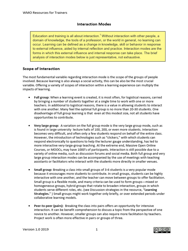 Interaction Modes V1 0 Pdf Learning Expert