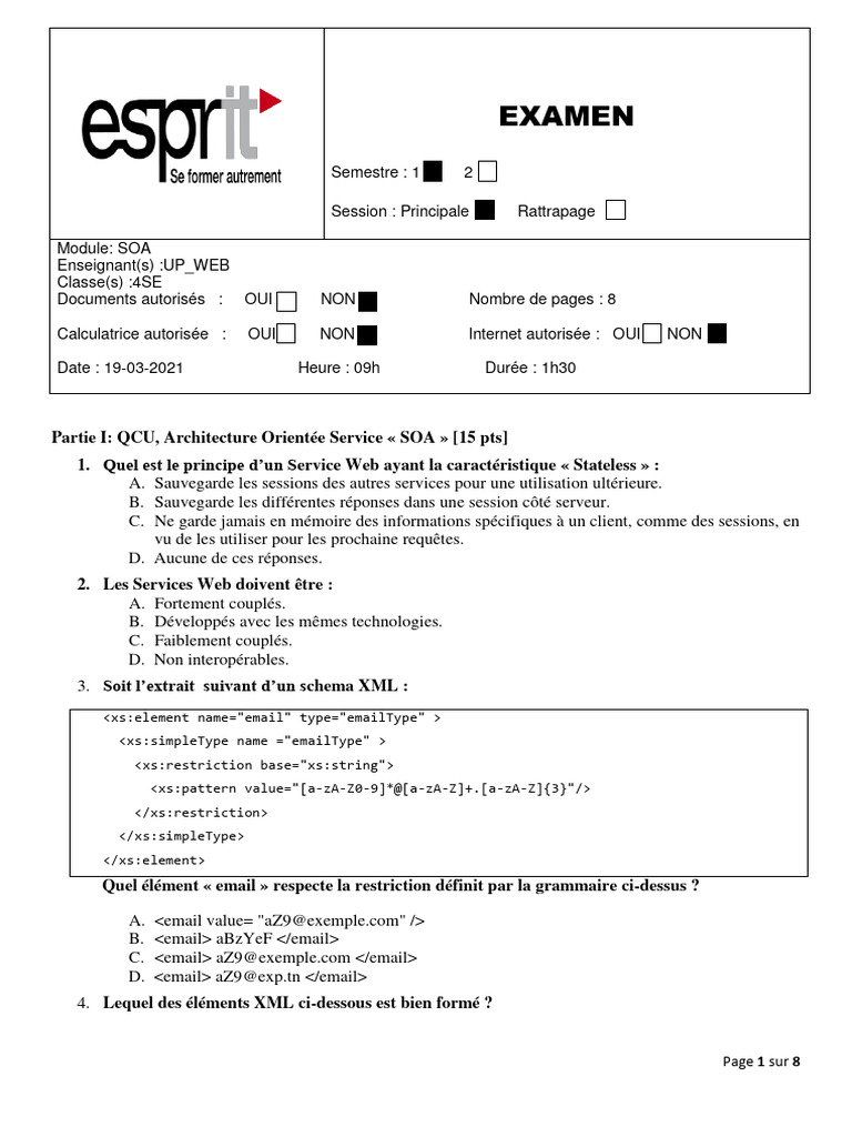 Examen - SOA QCM Etude Cas | PDF