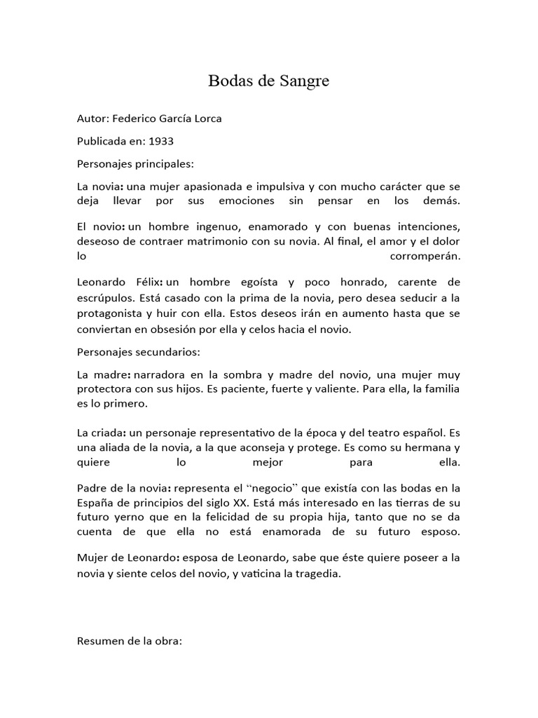 Bodas de Sangre | Descargar gratis PDF | Boda