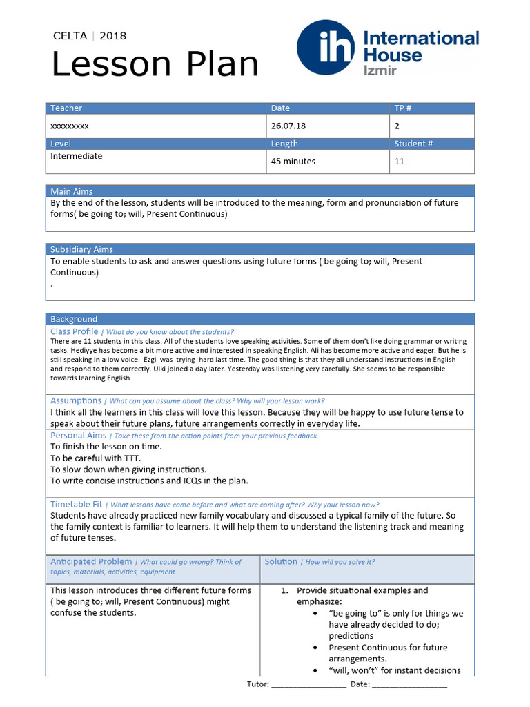 Lesson Plan Template | PDF | Lesson Plan | English Language