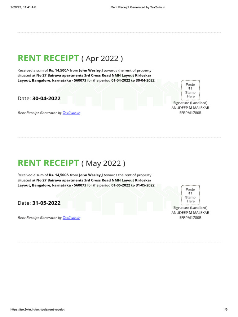 Rent Receipt Generator Free Online - Download Pre-Filled Rent Receipts ...
