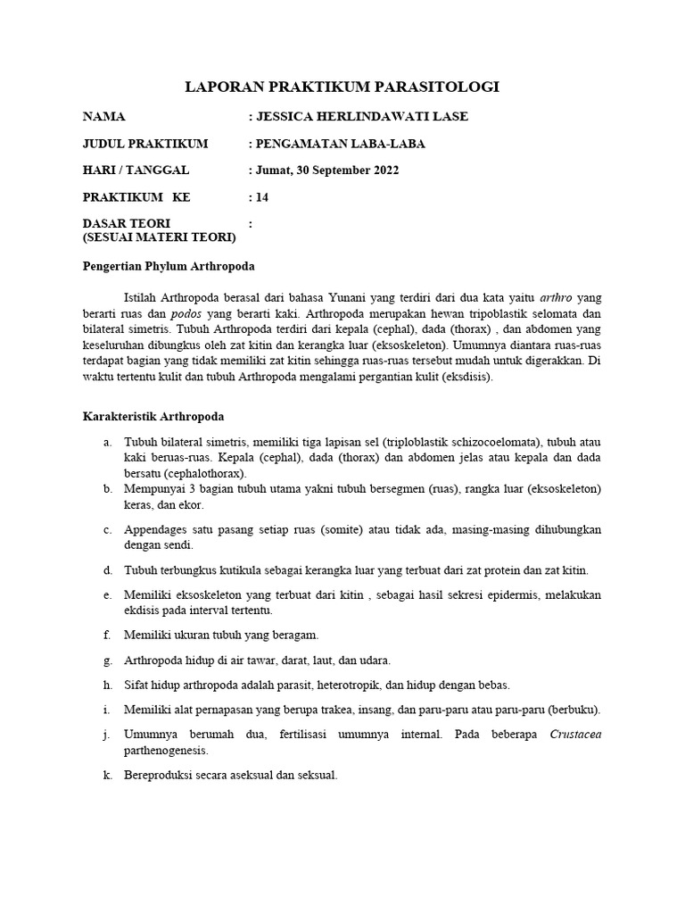LAPORAN 14 PRTK PARASITOLOGI Pertemuan 14 - Jessica Lase - 2C | PDF ...
