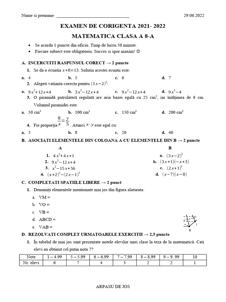 Corigenta clasa a VIII-a | PDF