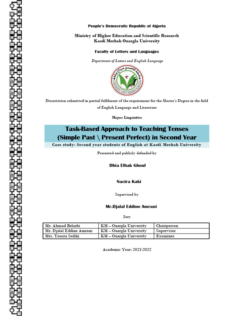 Diah Elhak Ghoul + Nacira Kaki PDF - Compressed | PDF | Grammatical Tense | Teachers