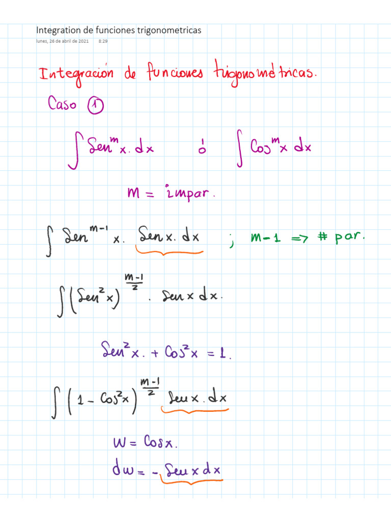 Integración de Funciones Trigonométricas 2 | PDF