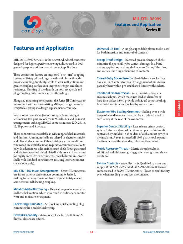MIL-DTL-38999 Series III | PDF | Electrical Connector | Ac Power Plugs ...