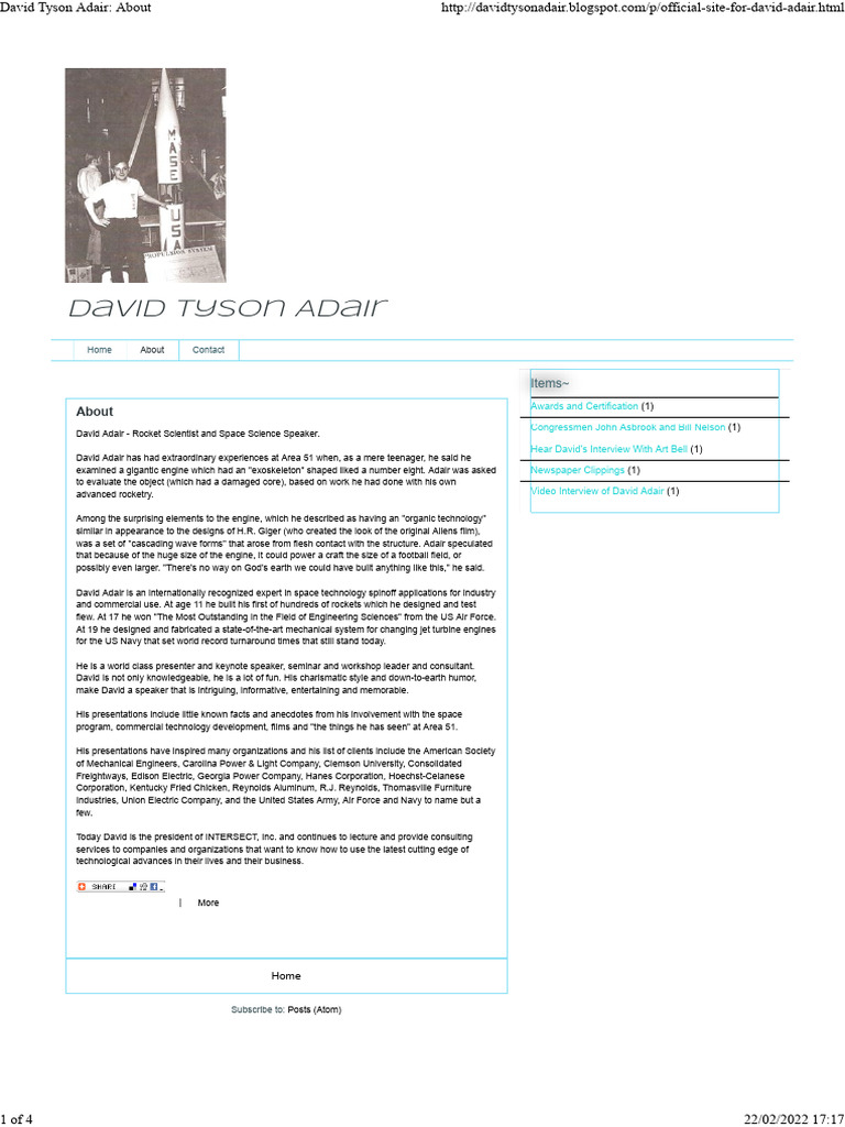 David Tyson Adair About | PDF | Rocket