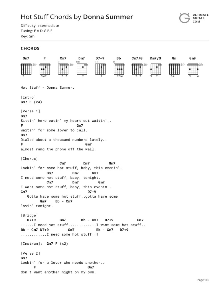 Hot Stuff Chords (ver 3) by Donna Summer | PDF | Song Structure | Oral ...