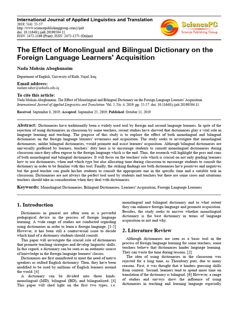 The Effect of Monolingual and Bilingual | PDF | Second Language | Multilingualism