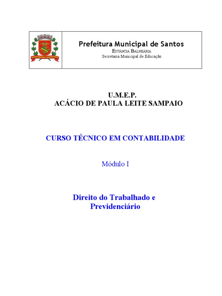 Apostila Direito Do Trabalho E Previdenciário Pdf Lei Das