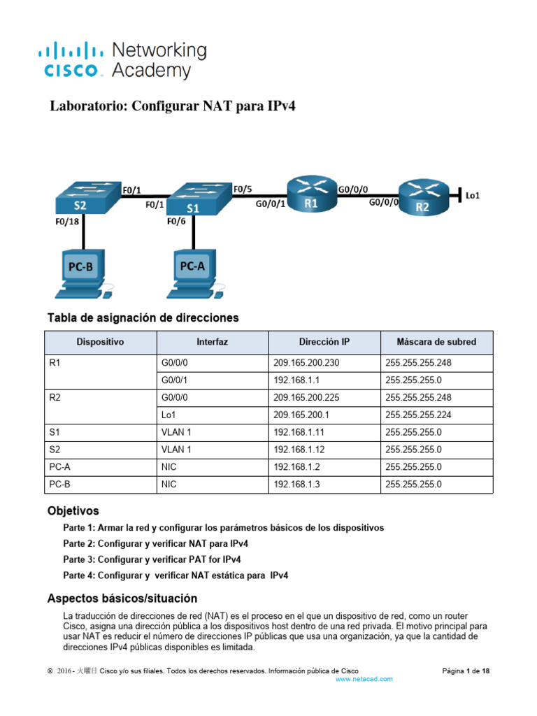 6.8.2 Lab - Configure NAT For IPv4 - ILM | PDF